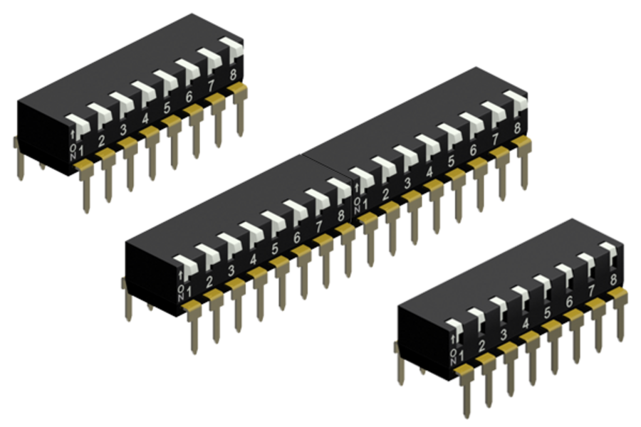 Piano Type DIP-Switch -Low profile- THT Straight. End Stackable